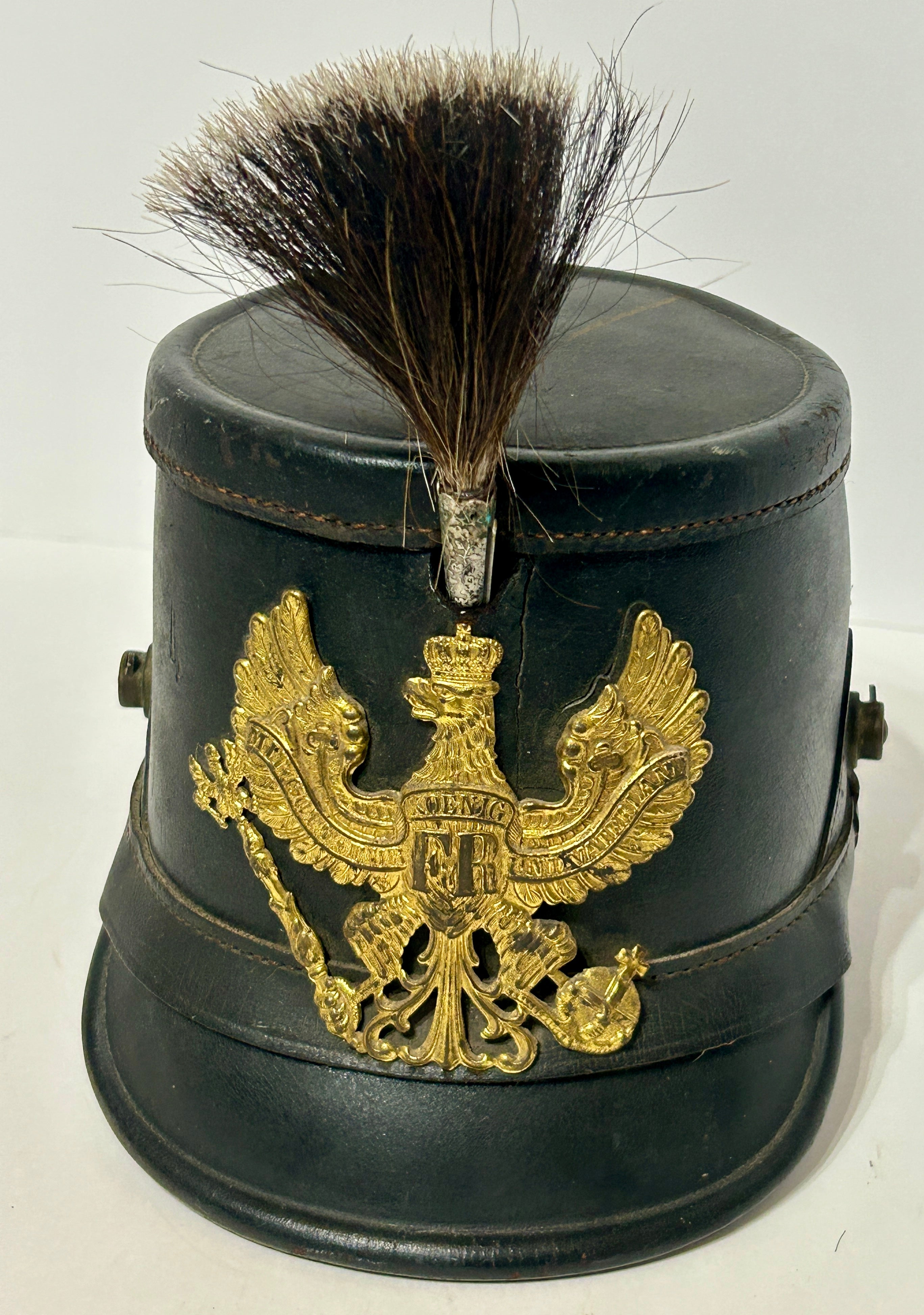 PRUSSIAN SHAKO ENLISTED LEATHER HELMET EARLY – Triple A Antiques