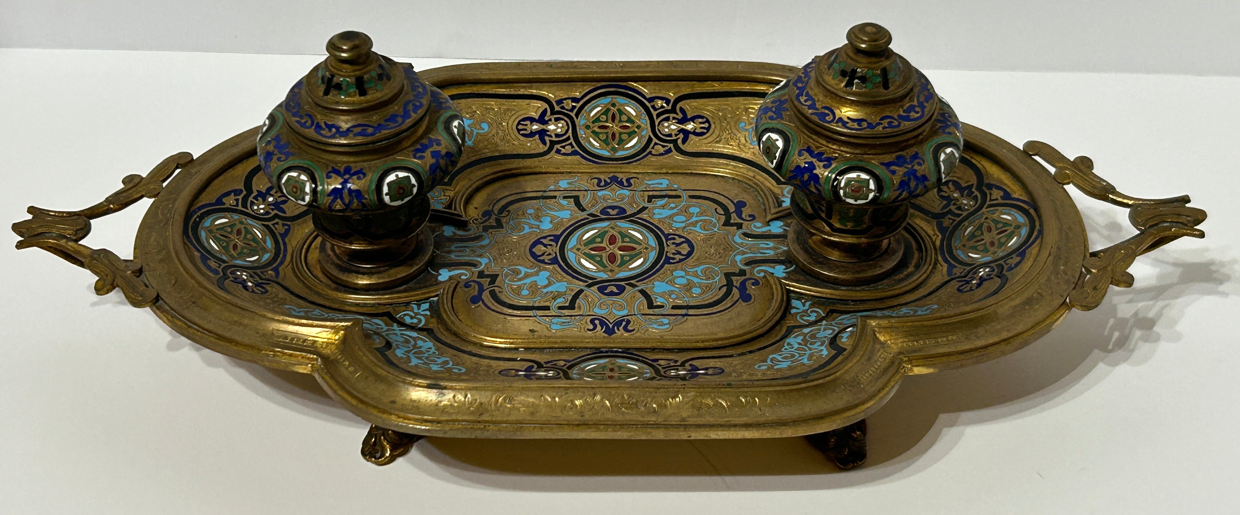 FRENCH ENAMEL ANTIQUE INKWELL – Triple A Antiques