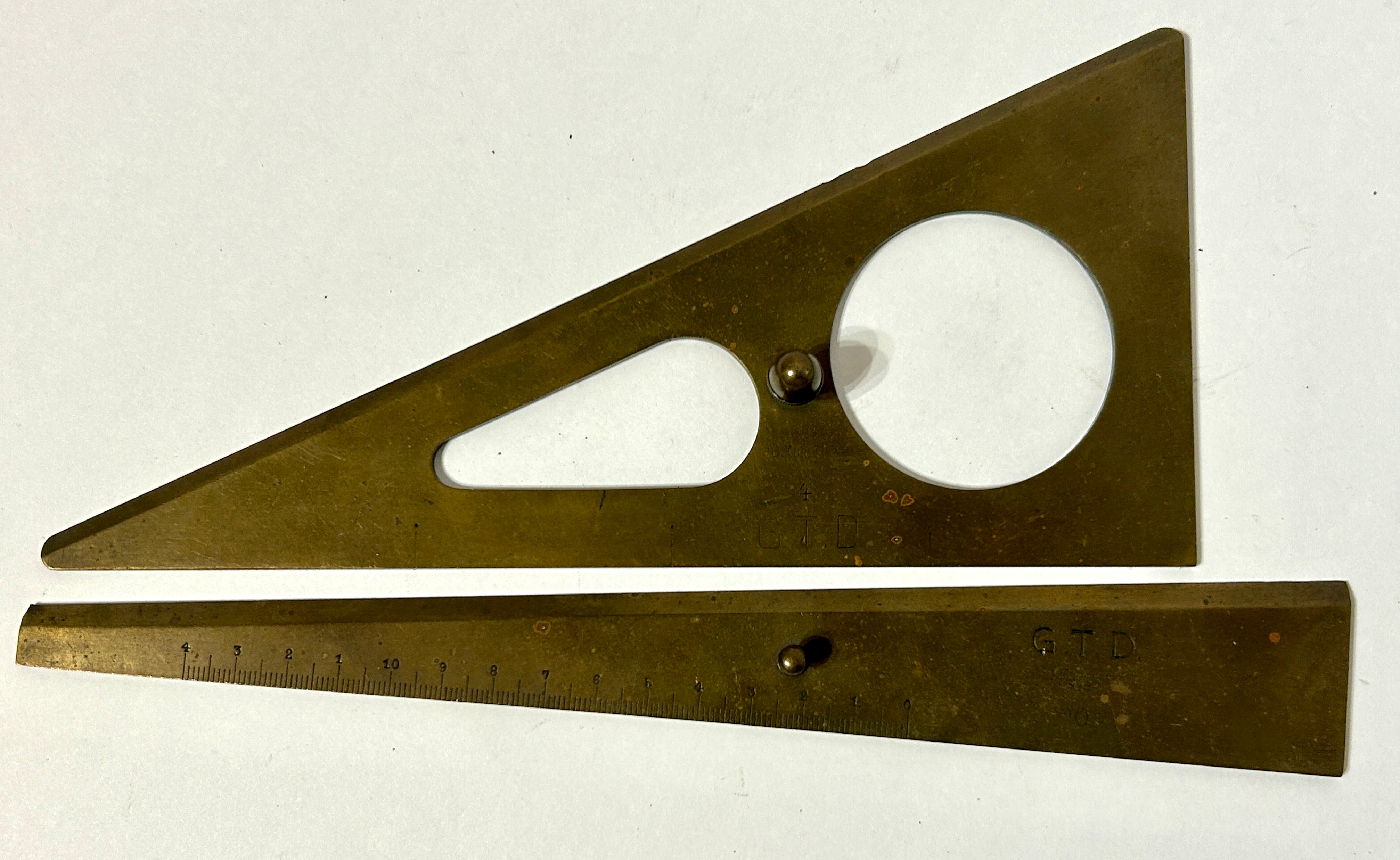 BRASS DRAFTING ANTIQUE TRIANGLES PAIR – Triple A Antiques